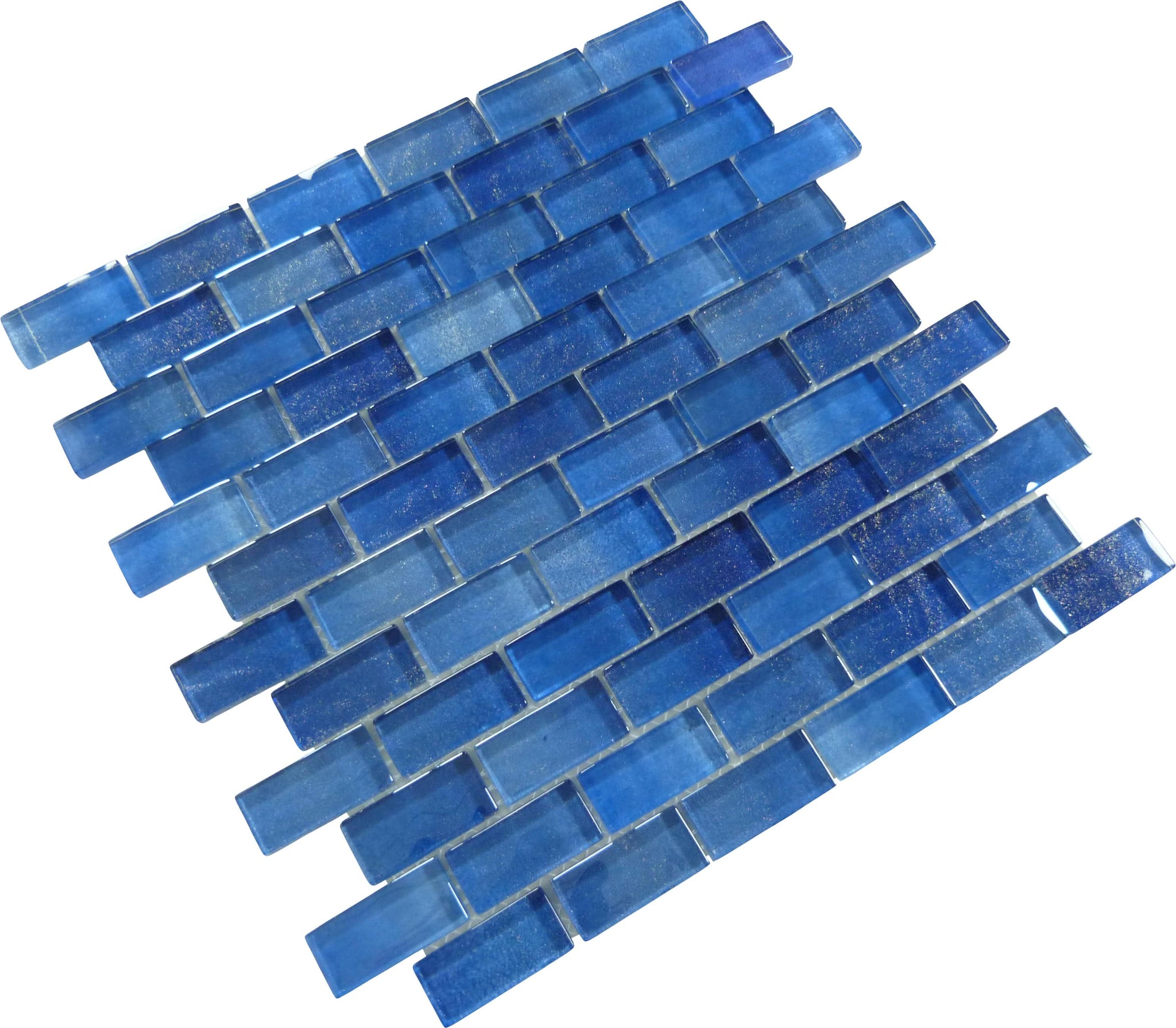 Crystal Waters Gulf Stream Blue 1x2 Offset Glass Tile | Oasis Tile