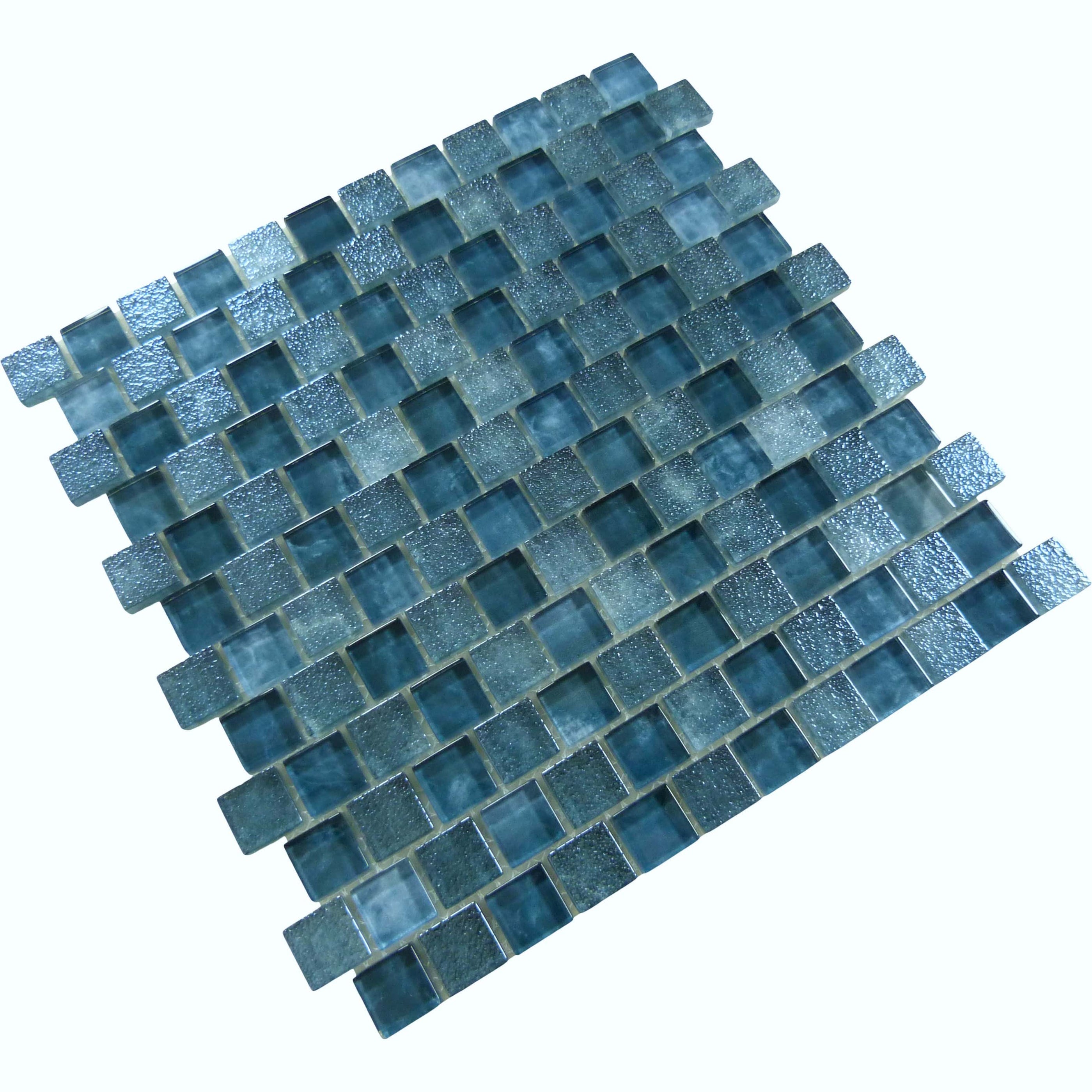 Gunmetal Blue 1x1 Offset Glass Tile | Oasis Tile