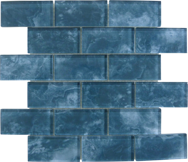Gunmetal Blue 2x4 Glossy Glass Subway Tile | Oasis Tile