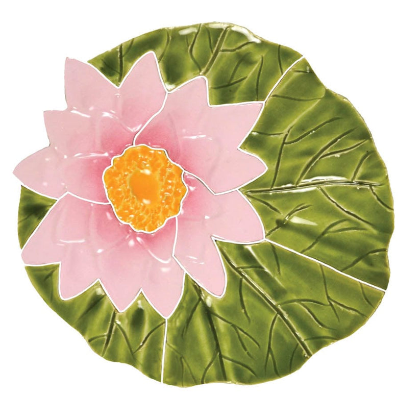 Lily Pad with Flower 6x6 Porcelain Mosaics Pool Tile | Oasis Tile