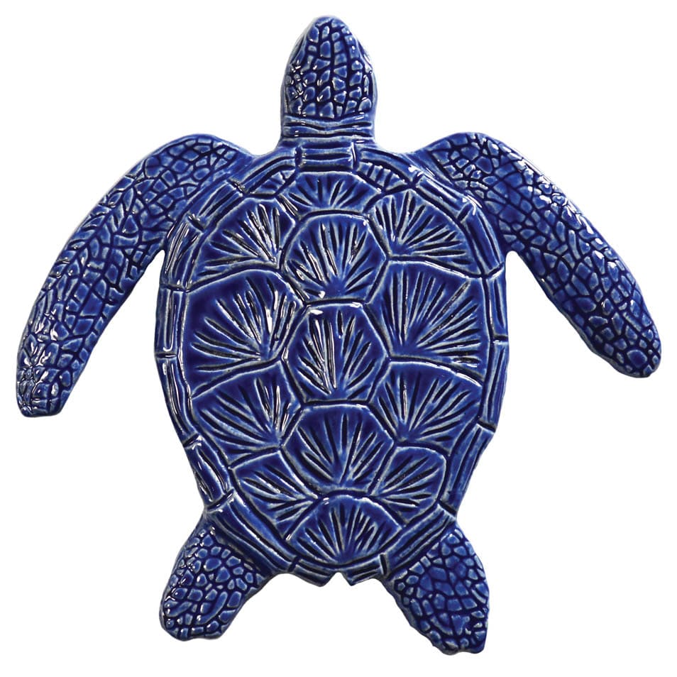 Loggerhead Turtle 6" Blue Porcelain Mosaics Pool Tile | Oasis Tile