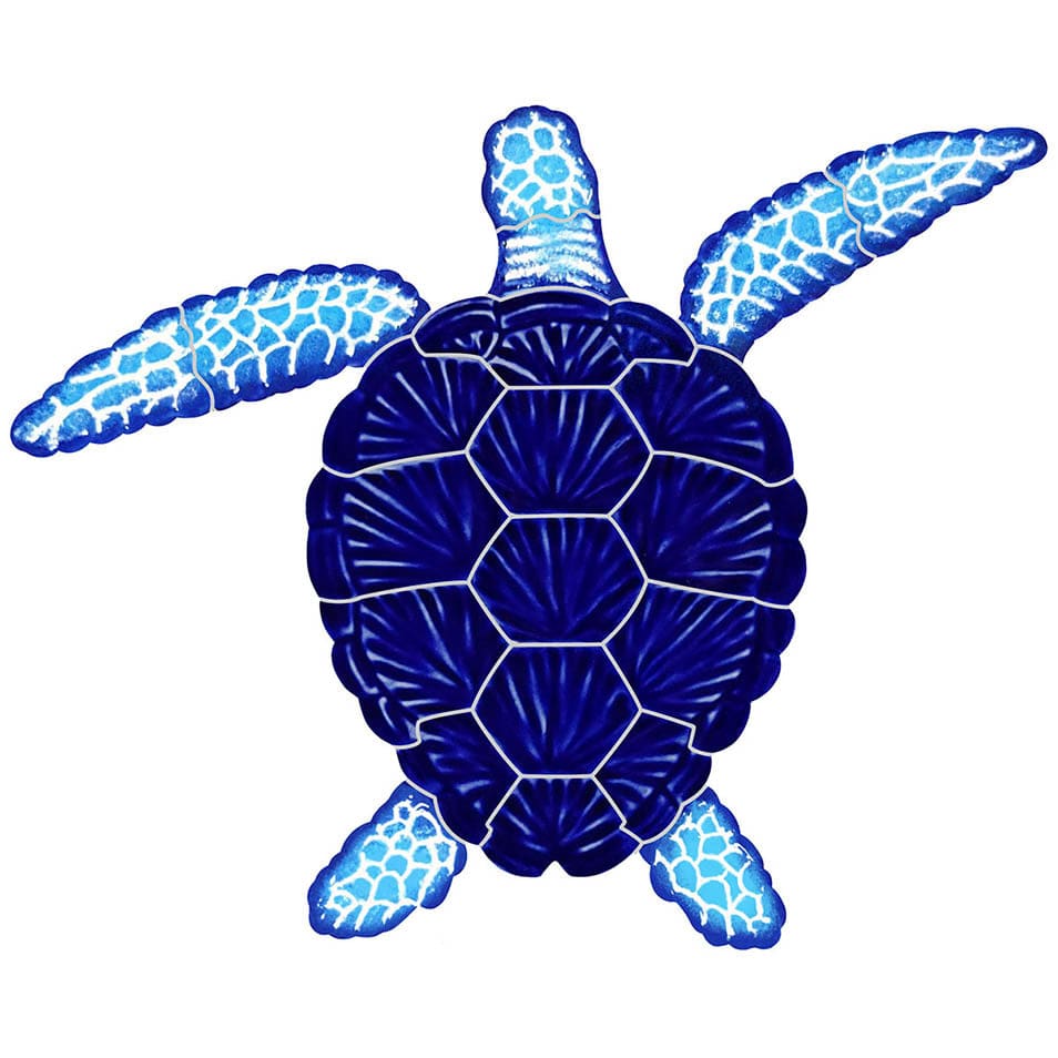 Loggerhead Turtle Blue 8x10 Porcelain Mosaics Pool Tile | Oasis Tile