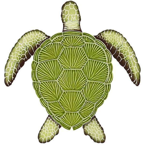 Loggerhead Turtle Green 15x14 Porcelain Mosaics Pool Tile | Oasis Tile