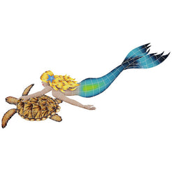 Mermaid with Turtle 30x60 Porcelain Mosaics Pool Tile | Oasis Tile