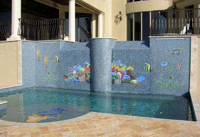 Reef Scene 37x100 Glass Mosaics Pool Tile | Oasis Tile