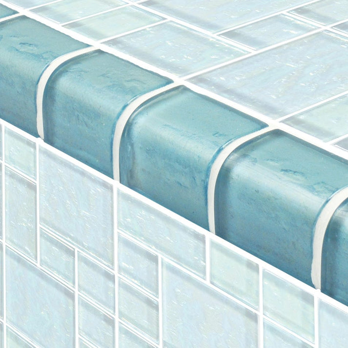Galaxy Trim Aquamarine 2x2 Glass Tile | Oasis Tile