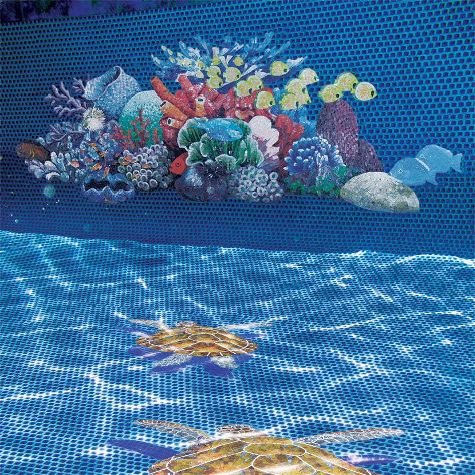 Reef Scene 37x100 Glass Mosaics Pool Tile | Oasis Tile