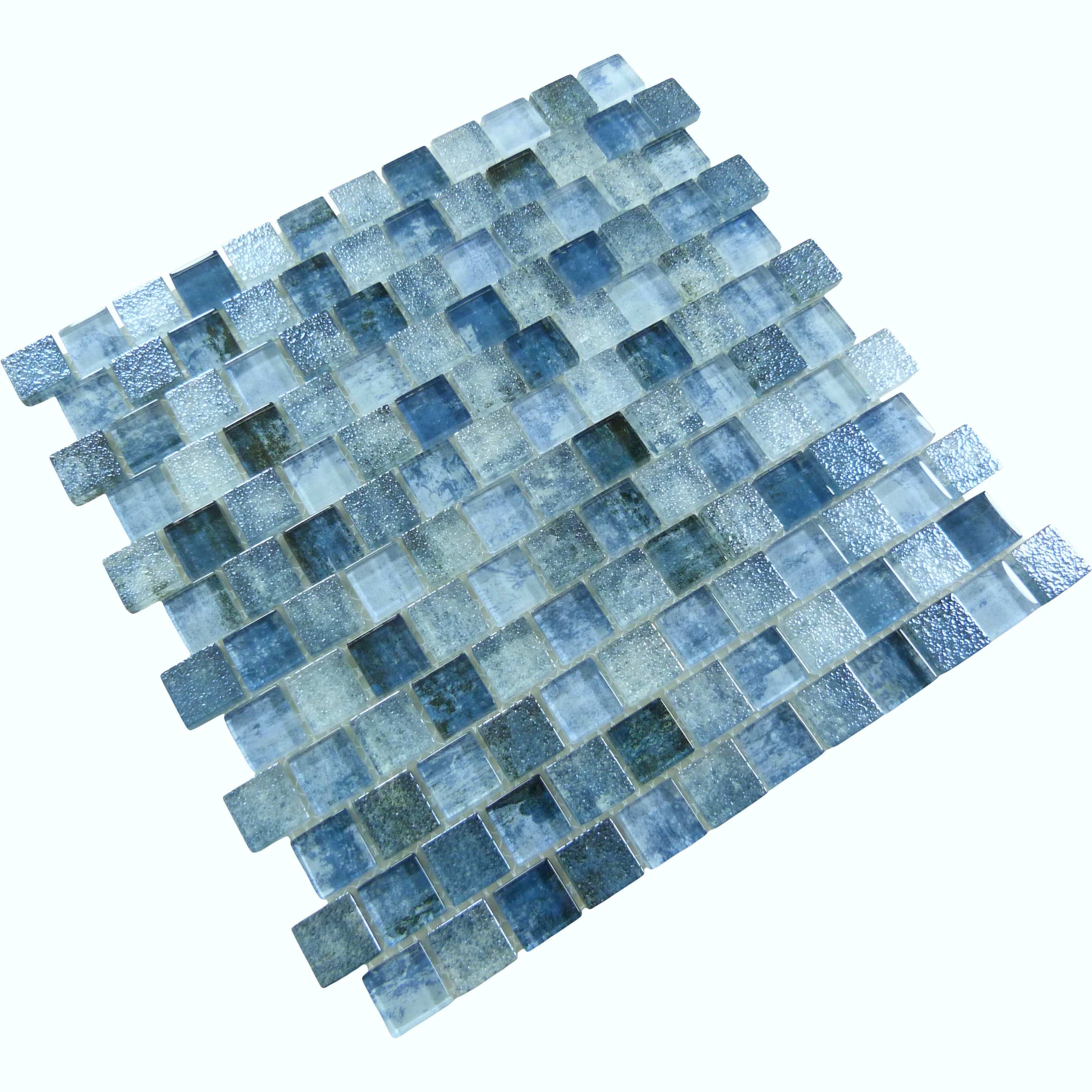 Shadow Blue 1x1 Offset Glass Tile | Oasis Tile