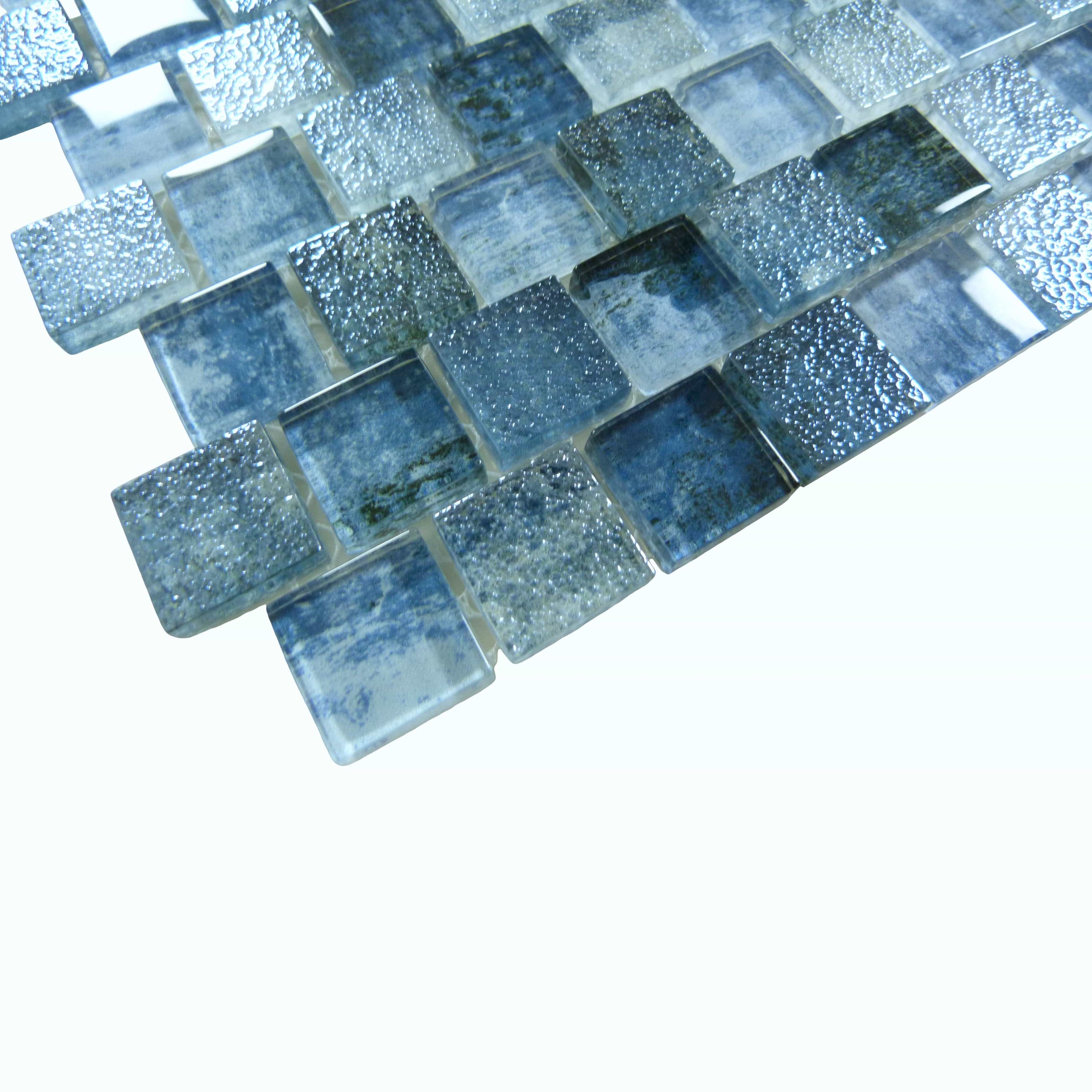 Shadow Blue 1x1 Offset Glass Tile | Oasis Tile