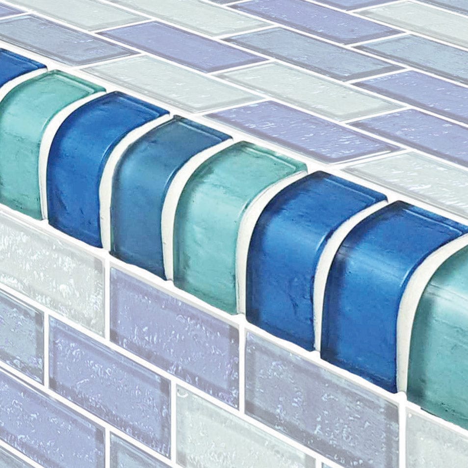Galaxy Trim Blue Blend 1x2 Glass Tile | Oasis Tile
