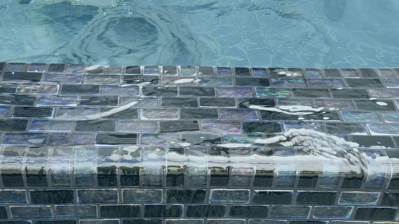 Galaxy Trim Slate Blend 1x2 Glass Tile | Oasis Tile
