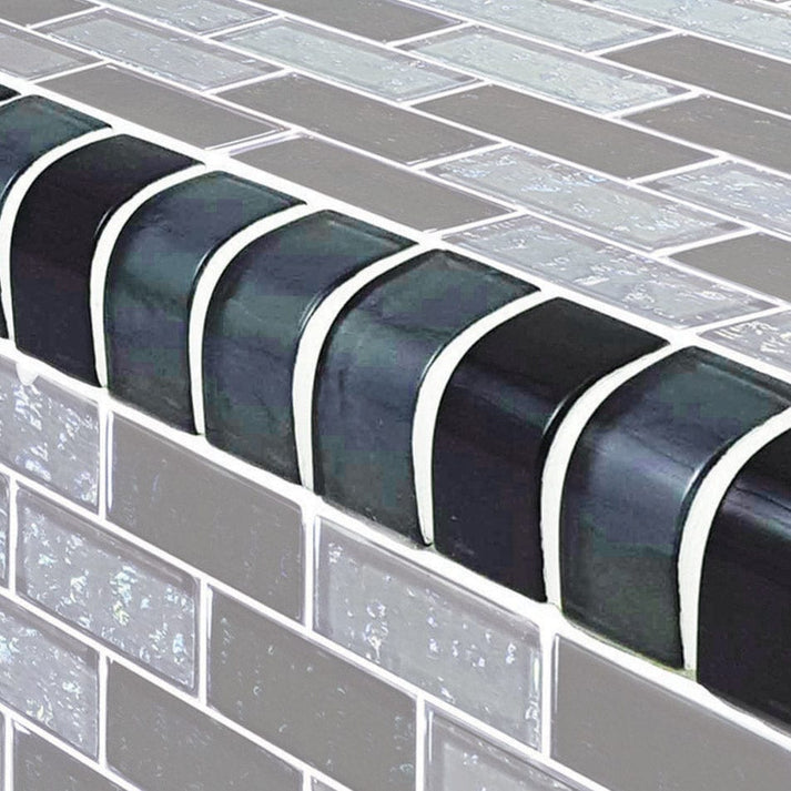 Galaxy Trim Slate Blend 1x2 Glass Tile | Oasis Tile