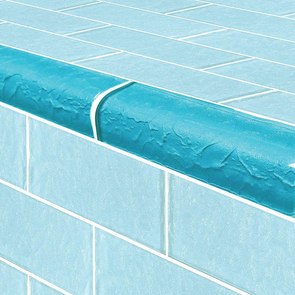 Moonscape Trim Turquoise Glossy Glass Tile | Oasis Tile