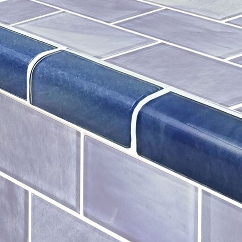 Subway Trim Stratus Blue Glossy Glass Tile | Oasis Tile