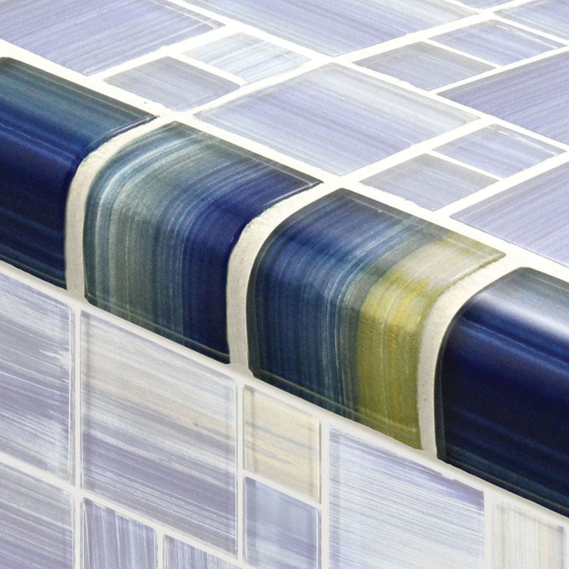 Watercolors Trim Blue Blend 2x2 Glossy Glass Tile | Oasis Tile