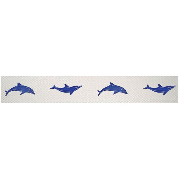 Step Markers Dolphins Blue 3x24 Porcelain Mosaics Pool Tile | Oasis Tile