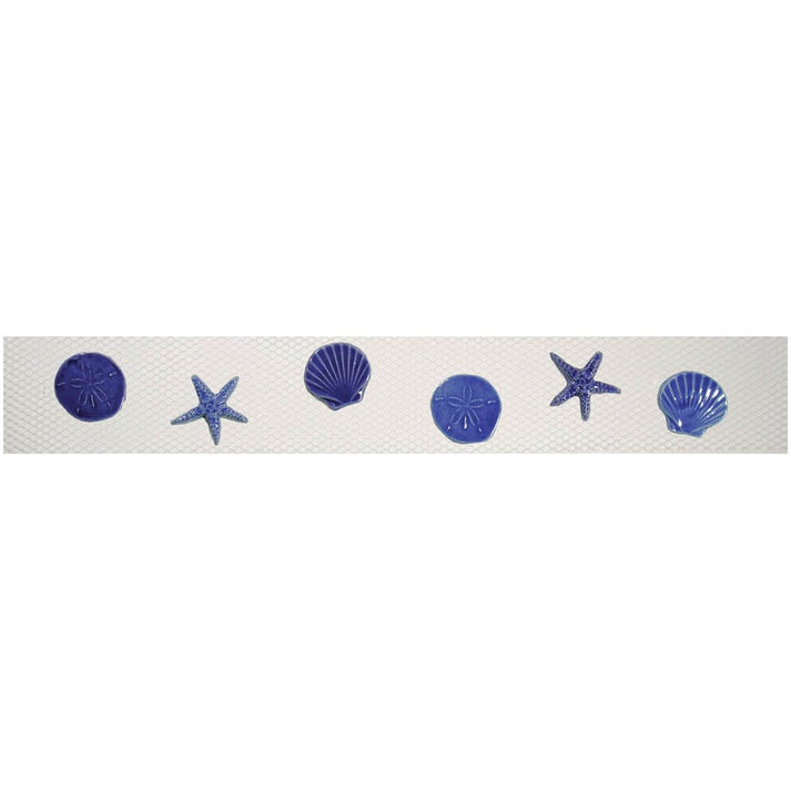 Step Markers Shells Blue 3x24 Porcelain Mosaics Pool Tile | Oasis Tile