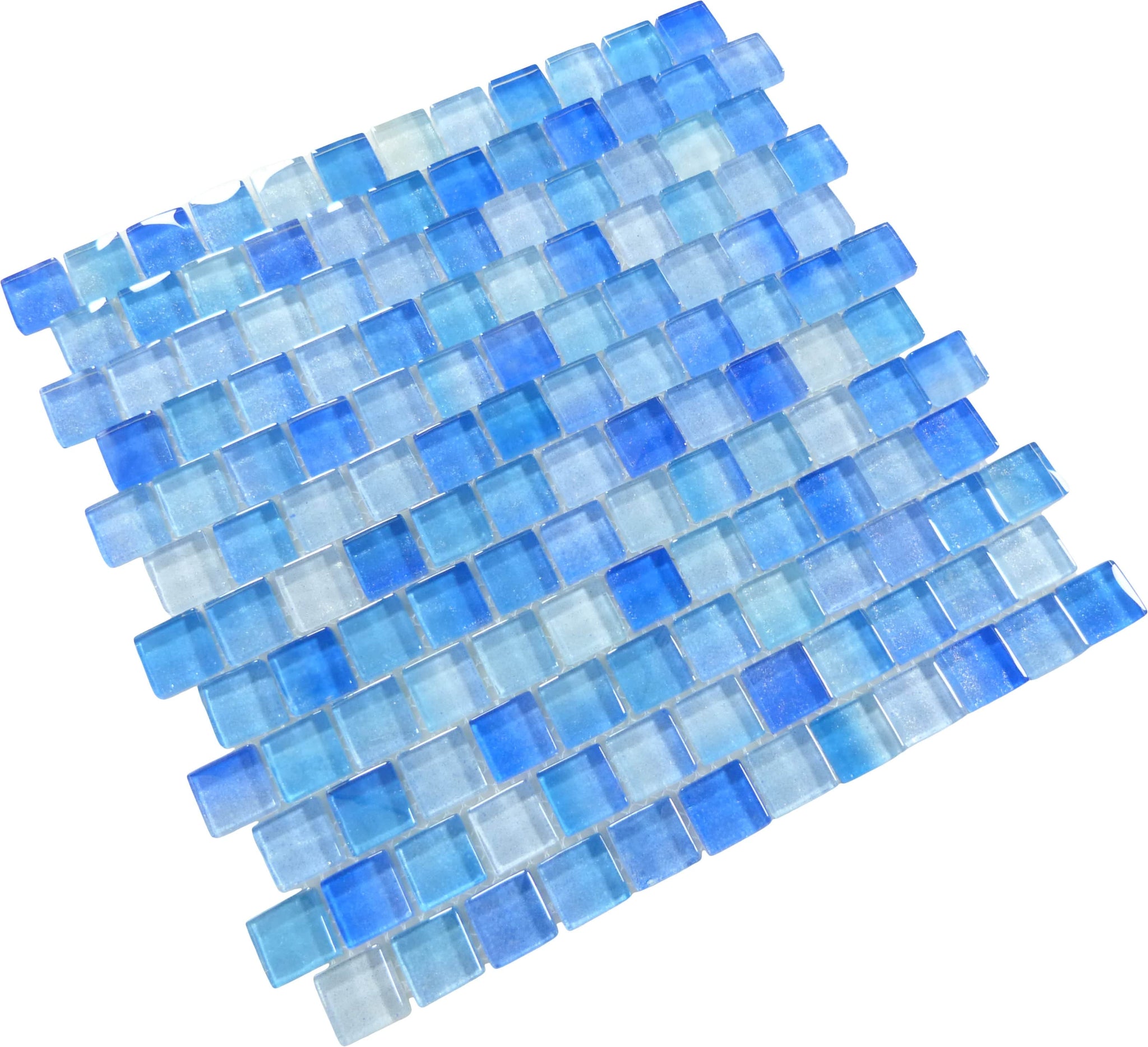Crystal Waters Surf Blue 1x1 Offset Glass Tile | Oasis Tile