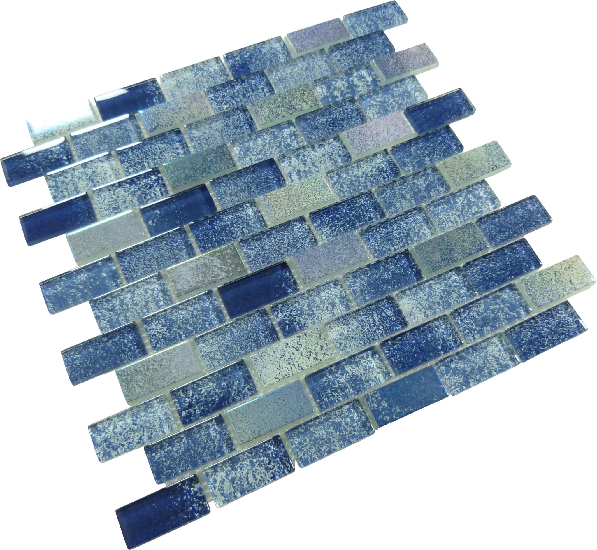 Essence Blue 1x2 3D Glossy and Iridescent Glass Tile | Oasis Tile