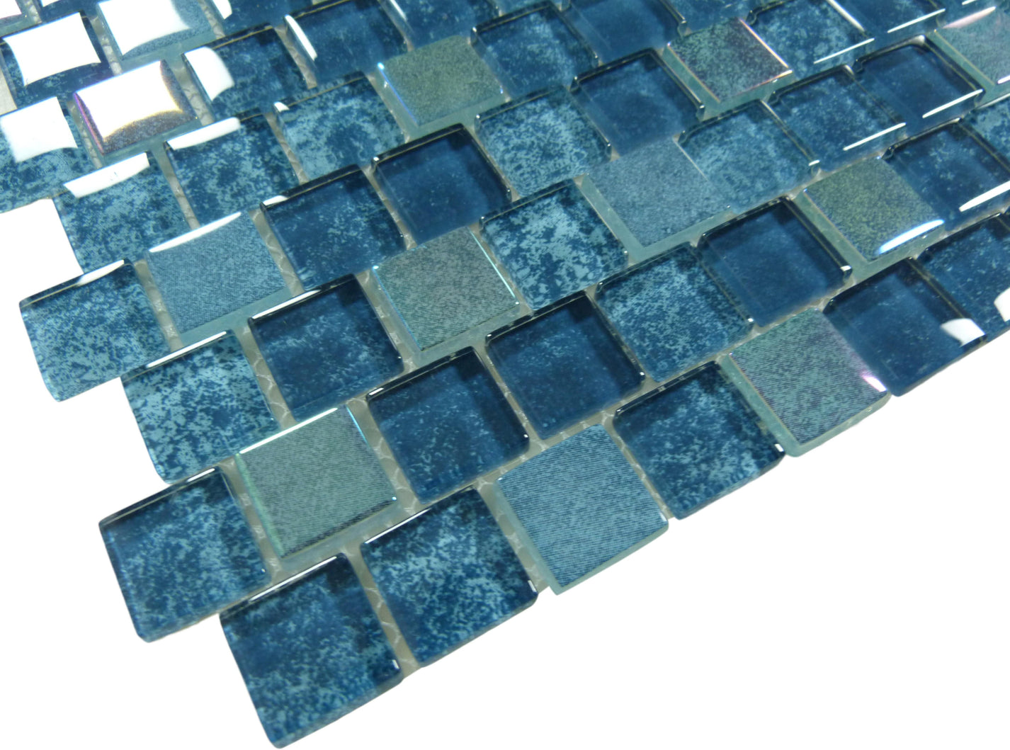 Essence Turquoise 1x1 Offset 3D Glossy and Iridescent Glass Tile ...