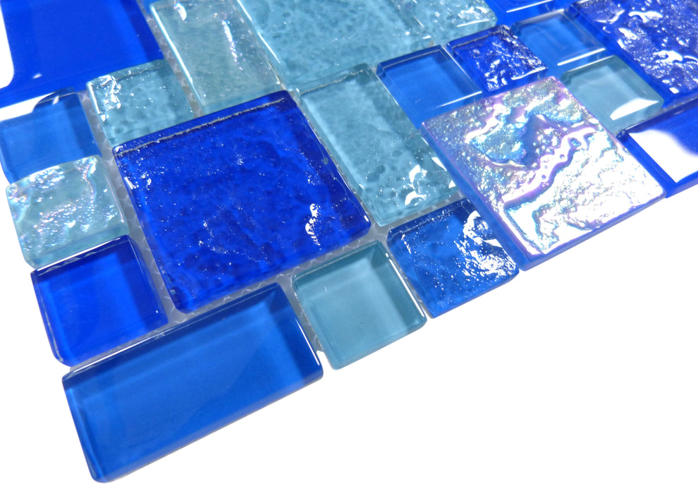 Harmony Bue Mix Square Glass Tile | Oasis Tile