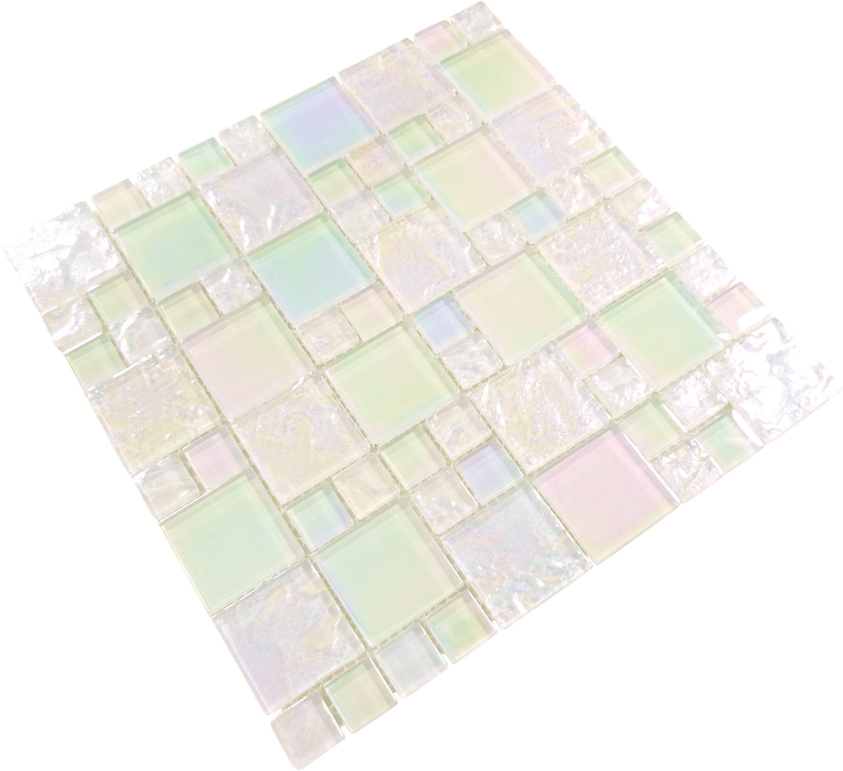 Harmony White Mix Square Glass Tile | Oasis Tile