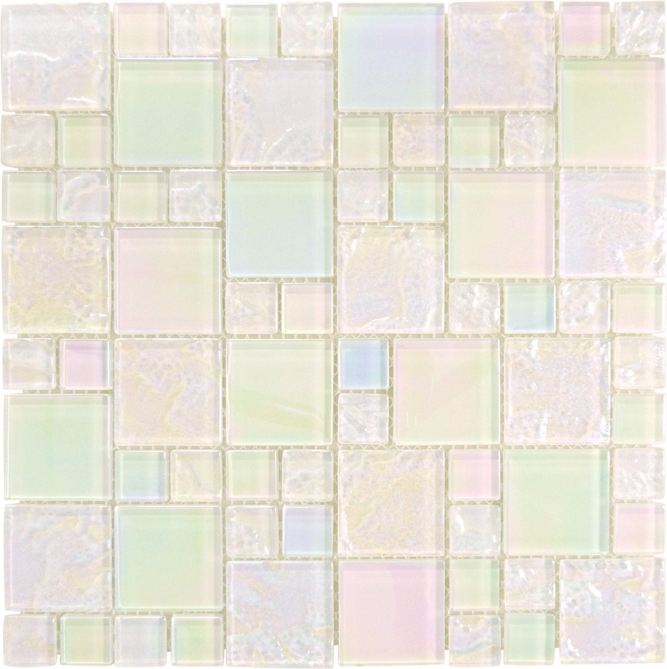 Harmony White Mix Square Glass Tile | Oasis Tile