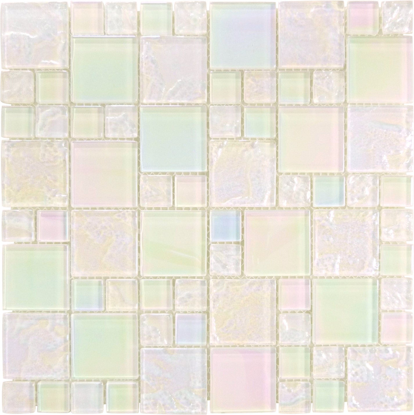 Harmony White Mix Square Glass Tile | Oasis Tile