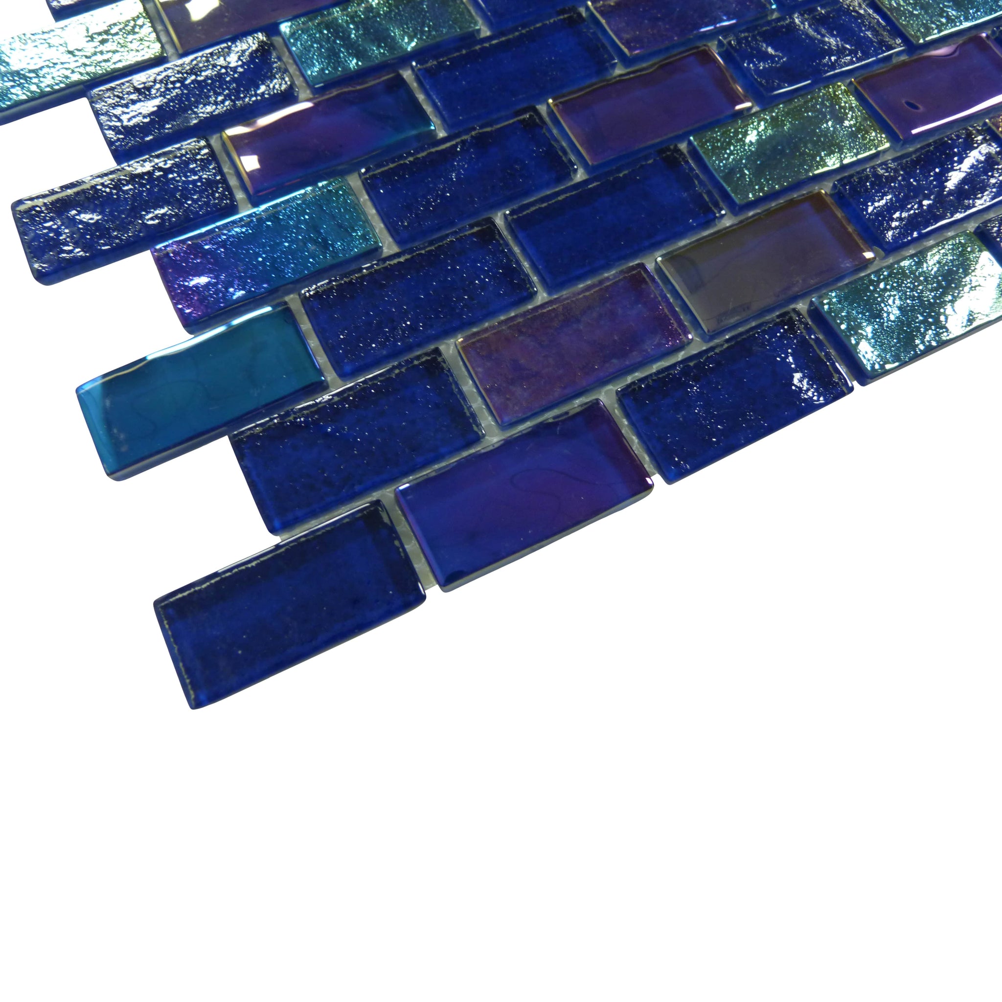 Heaven Dark Blue 1x2 Glossy and Iridescent Glass Tile | Oasis Tile