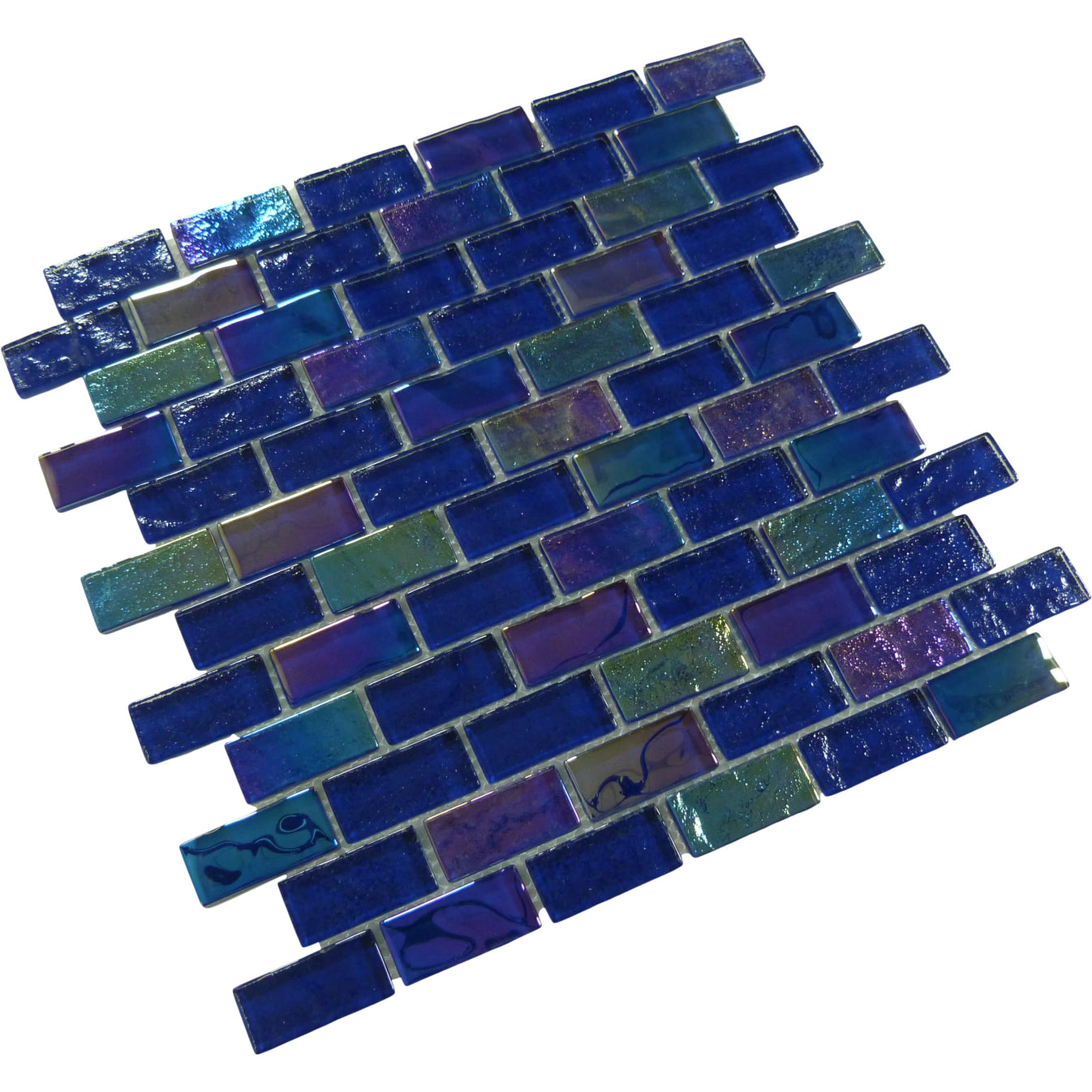 Heaven Dark Blue 1x2 Glossy and Iridescent Glass Tile | Oasis Tile