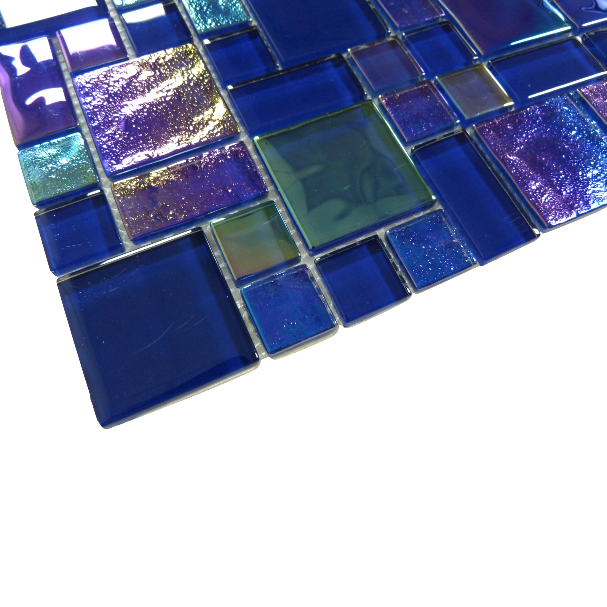 Heaven Dark Blue Square Glossy and Iridescent Glass Tile | Oasis Tile
