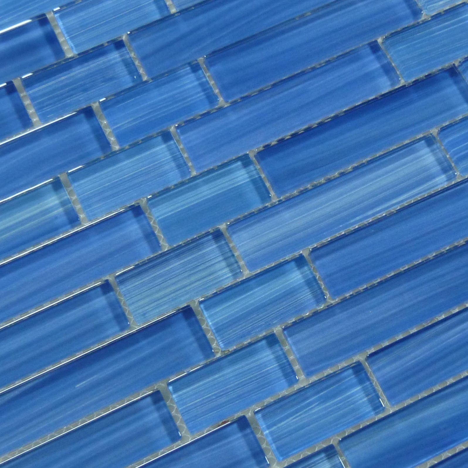 Horizon Blue Linear Glossy Glass Tile | Oasis Tile