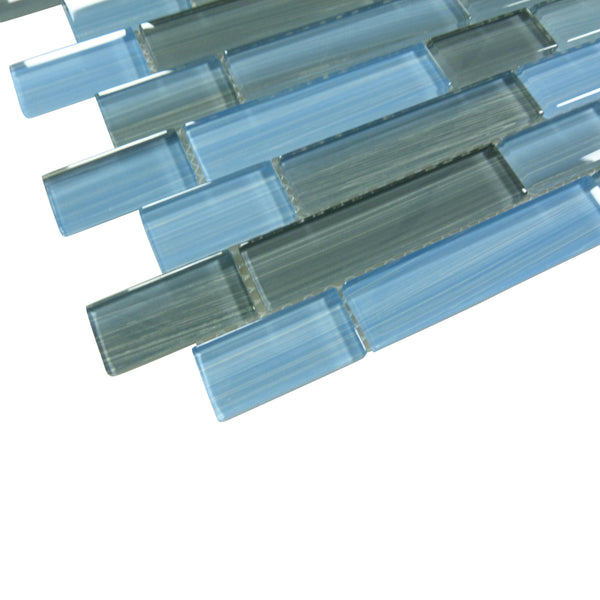 Horizon Grey Linear Glossy Glass Tile | Oasis Tile