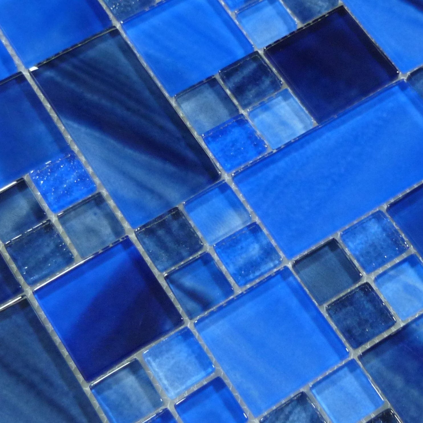 Ocean Dark Blue Square Glossy Glass Tile | Oasis Tile