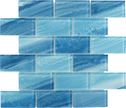 Ocean Sky Blue 2x4 Glossy Glass Tile | Oasis Tile