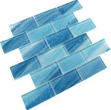 Ocean Sky Blue 2x4 Glossy Glass Tile | Oasis Tile