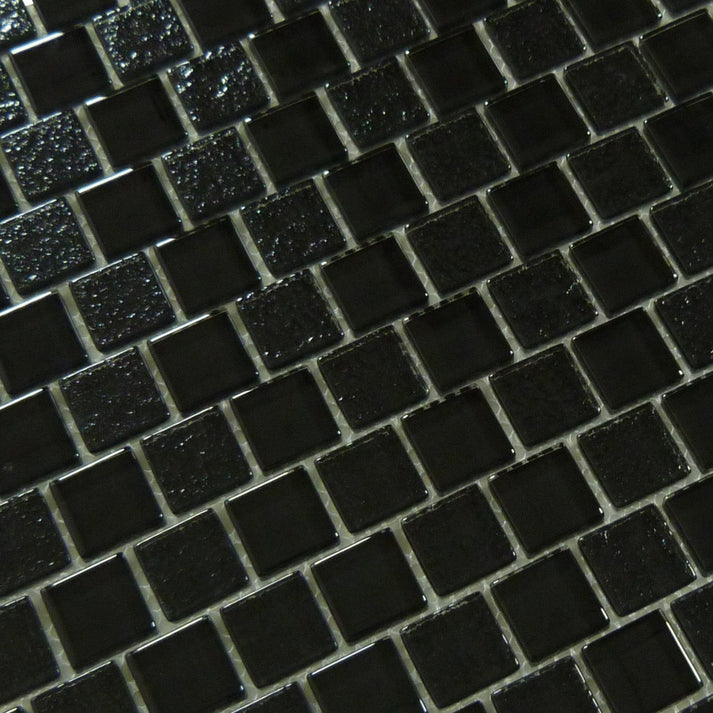 Serenity Black 1x1 Offset Glass Tile | Oasis Tile