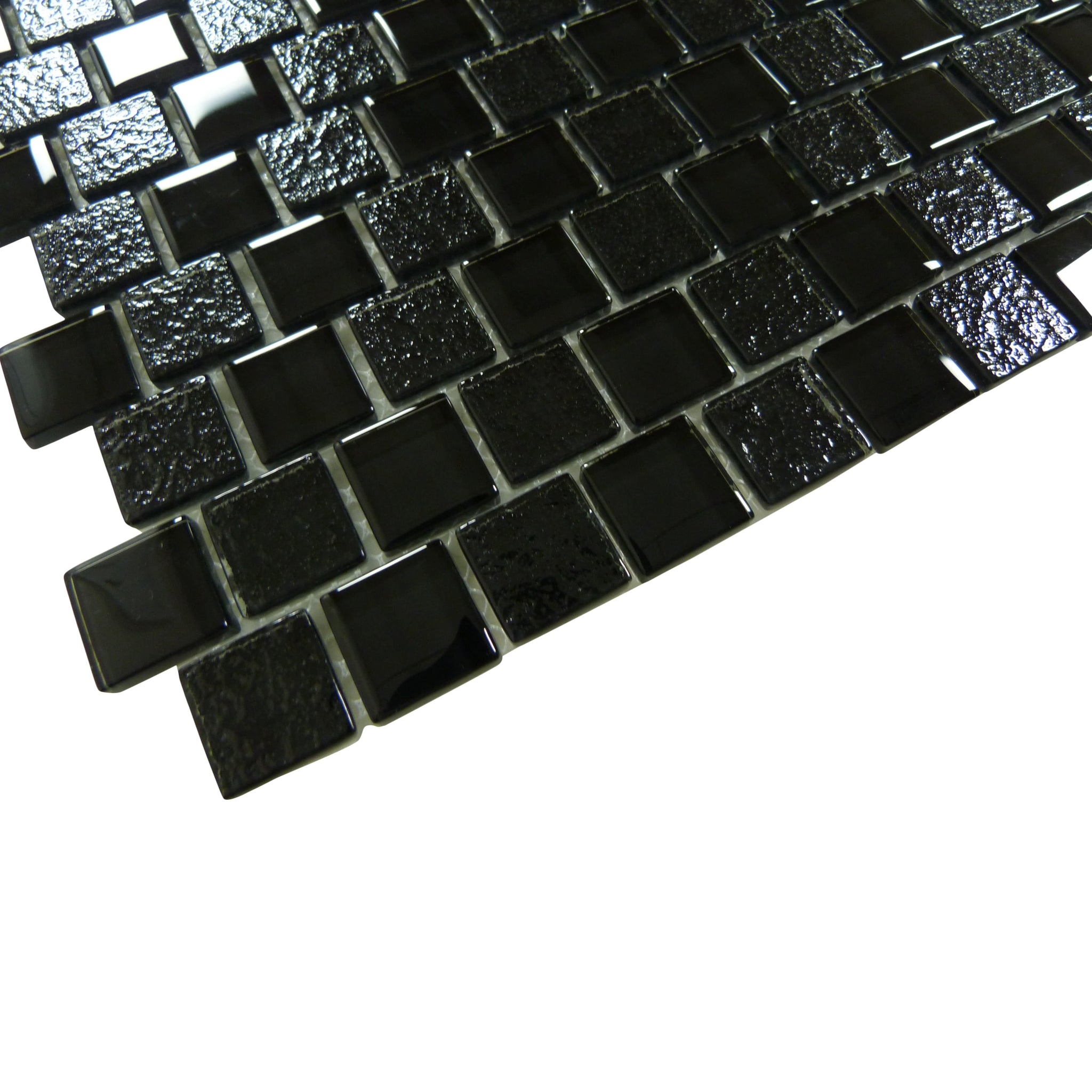 Serenity Black 1x1 Offset Glass Tile | Oasis Tile