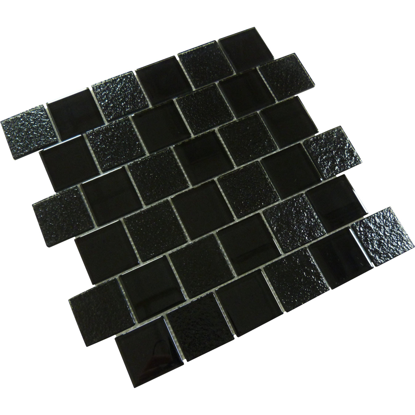 Serenity Black 2x2 Offset Glass Tile | Oasis Tile
