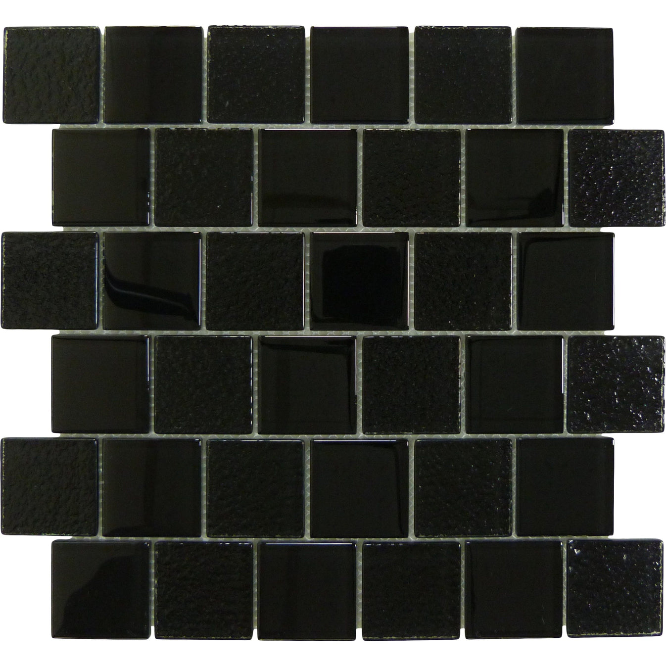 Serenity Black 2x2 Offset Glass Tile | Oasis Tile
