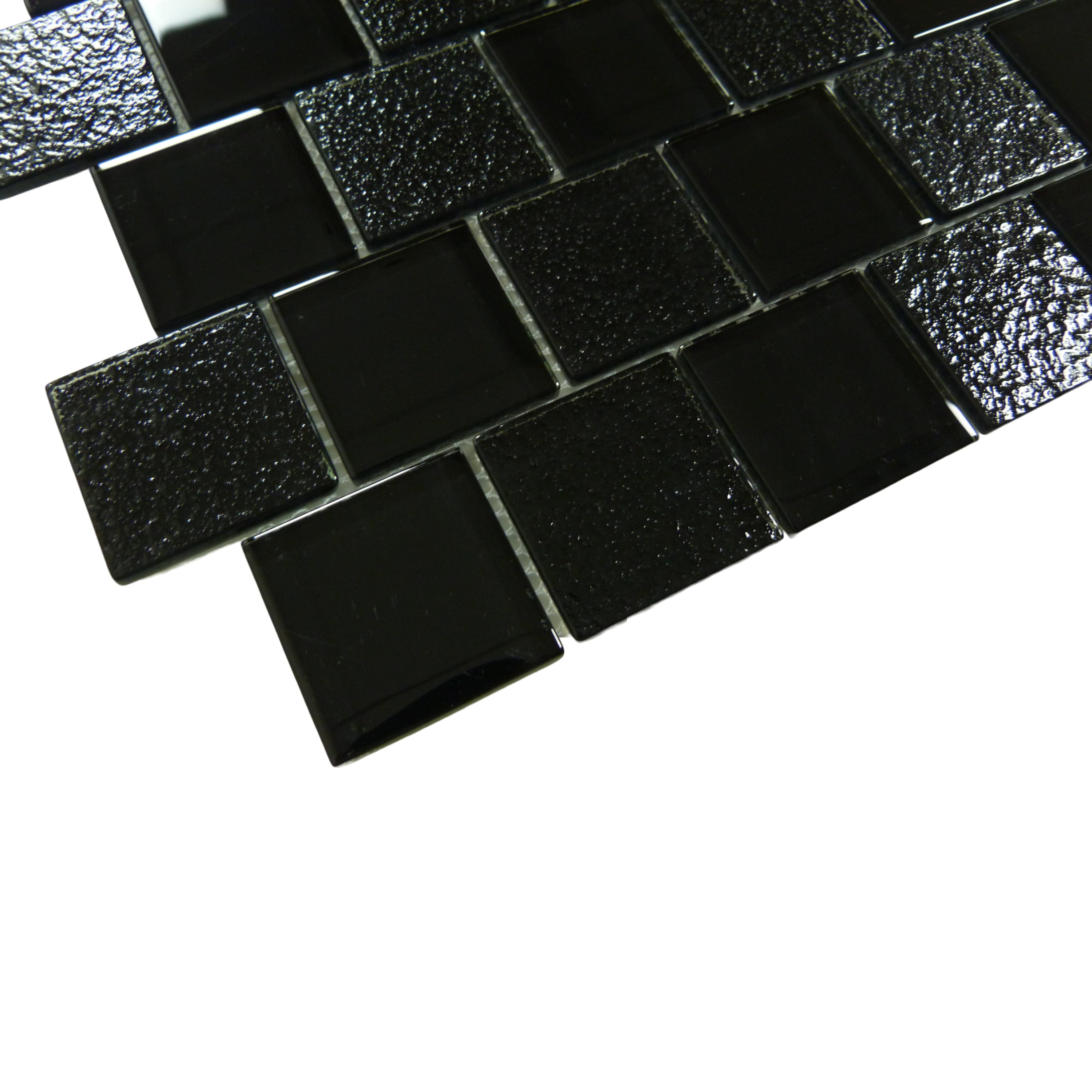 Serenity Black 2x2 Offset Glass Tile | Oasis Tile