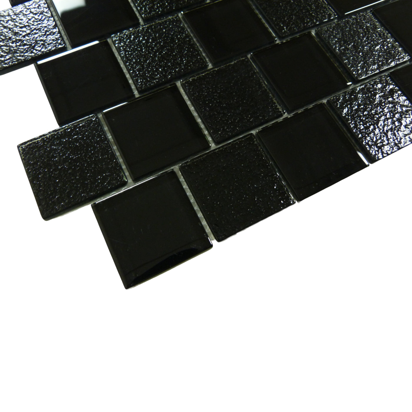 Serenity Black 2x2 Offset Glass Tile | Oasis Tile
