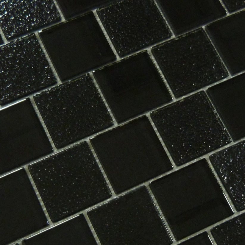 Serenity Black 2x2 Offset Glass Tile | Oasis Tile