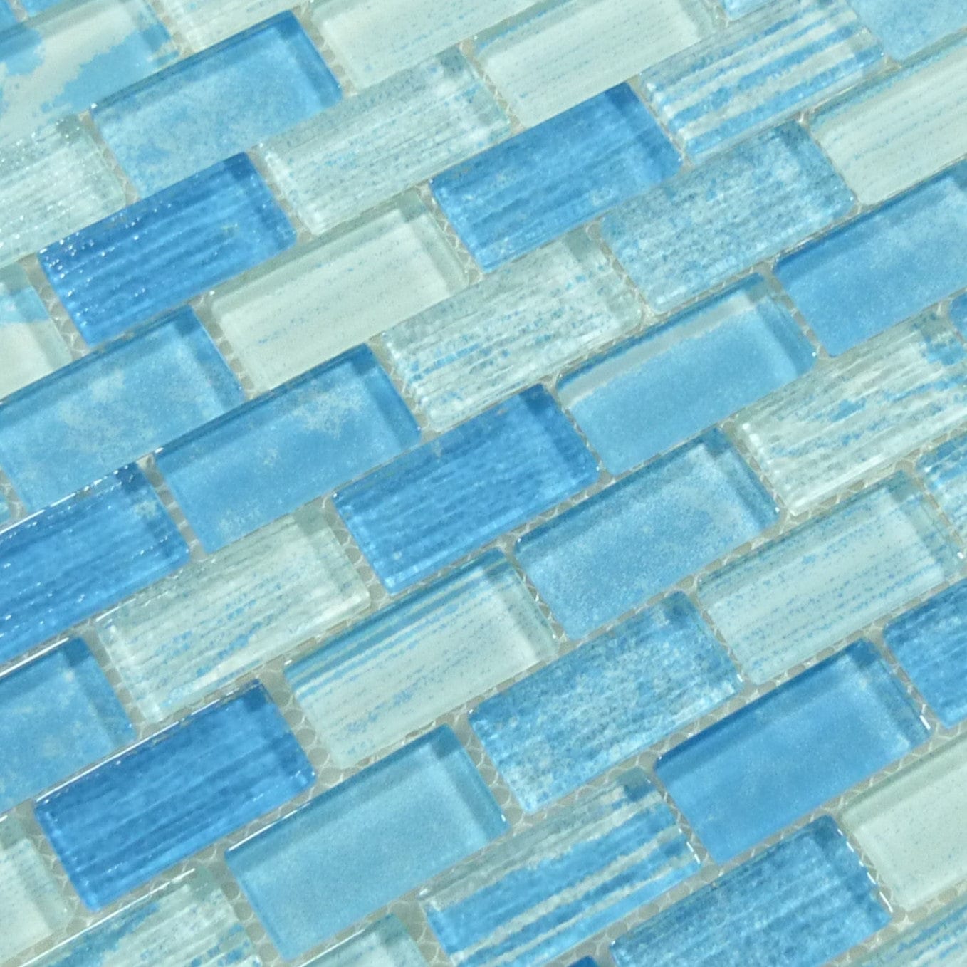 Wave Aqua 1x2 Glossy Glass Tile | Oasis Tile
