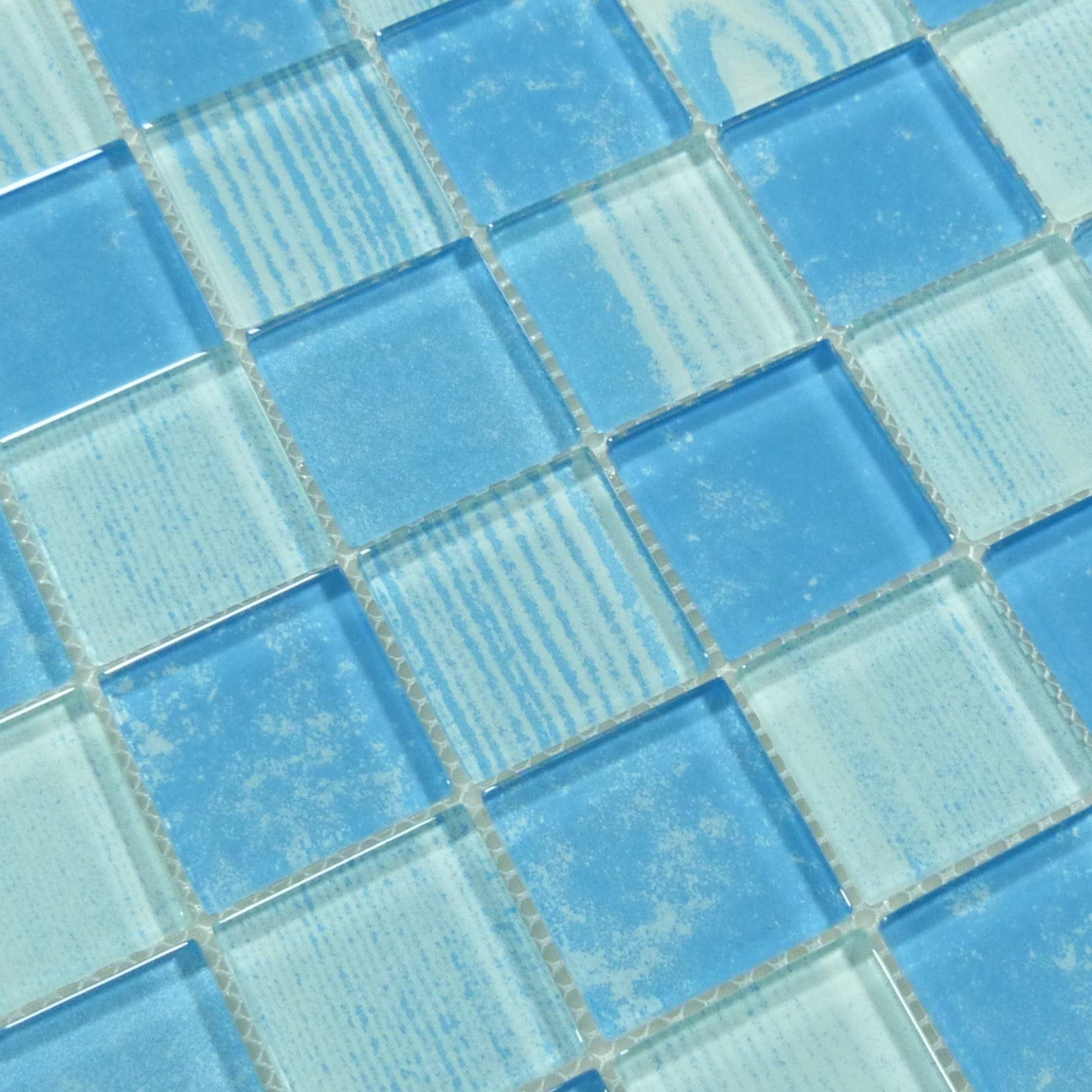 Wave Aqua 2x2 Glossy Glass Tile | Oasis Tile
