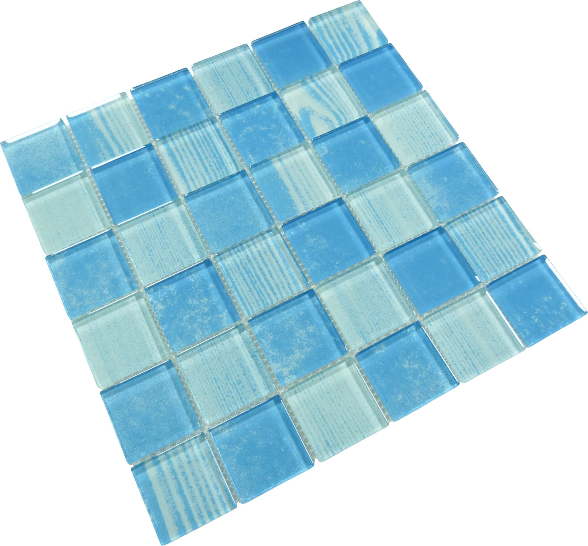 Wave Aqua 2x2 Glossy Glass Tile | Oasis Tile