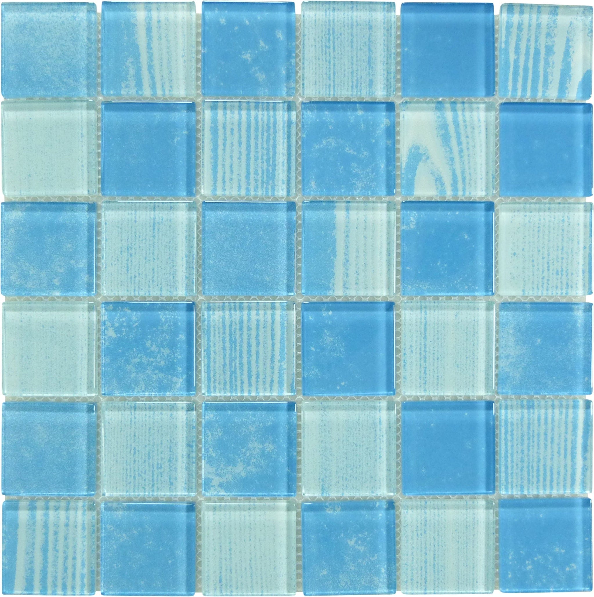 Wave Aqua 2x2 Glossy Glass Tile | Oasis Tile