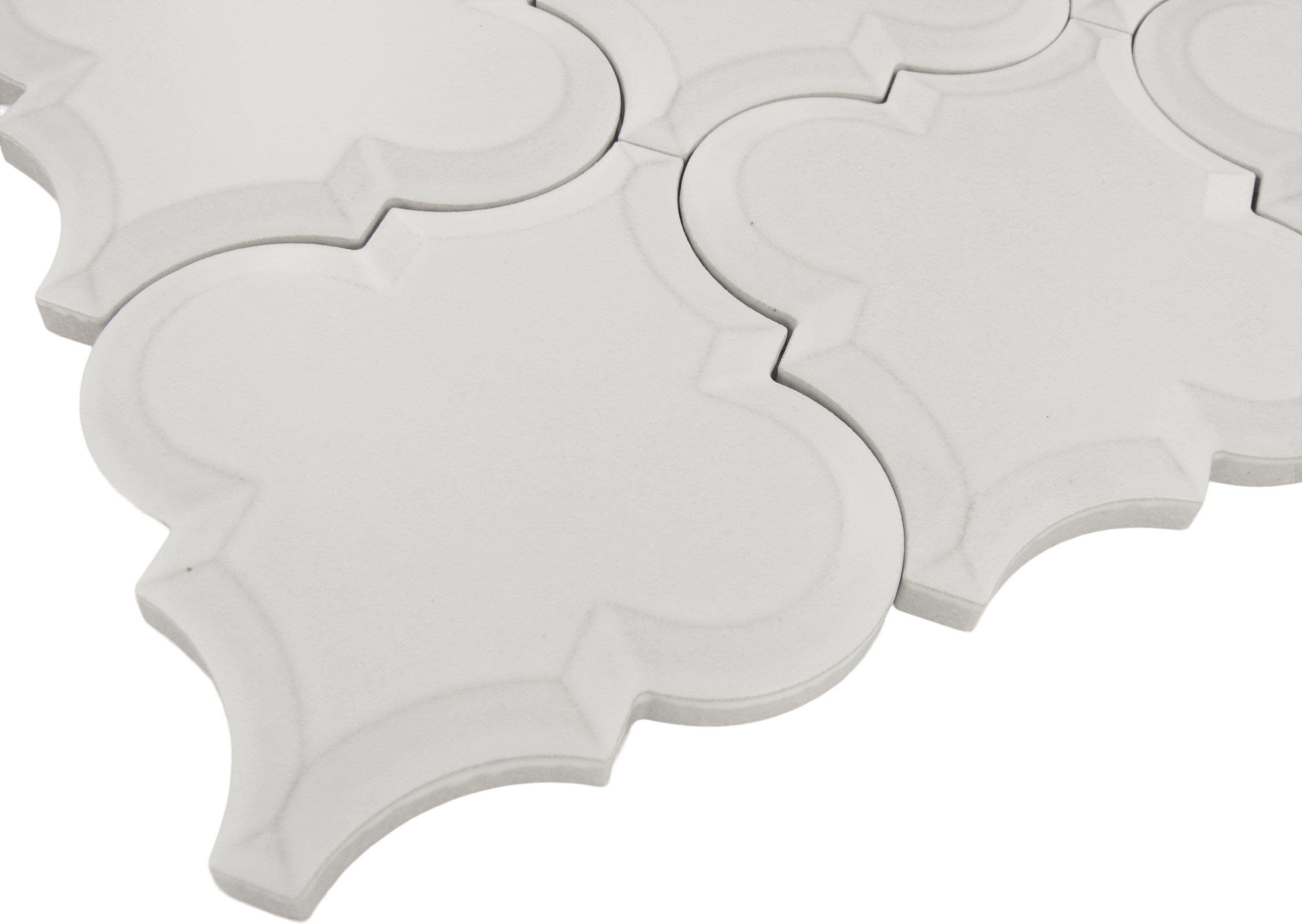 Arabesque Beveled White Porcelain Arabesque Tile Matte ARB-1E