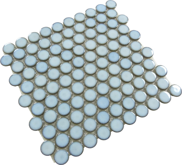 Cloud Blue Penny Round Glossy Porcelain Tile | Oasis Tile