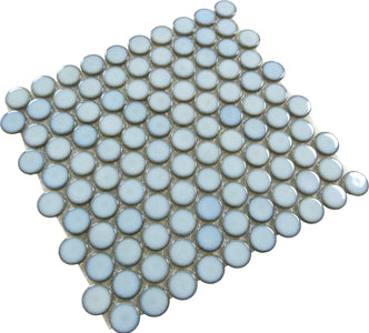 Cloud Blue Penny Round Glossy Porcelain Tile | Oasis Tile